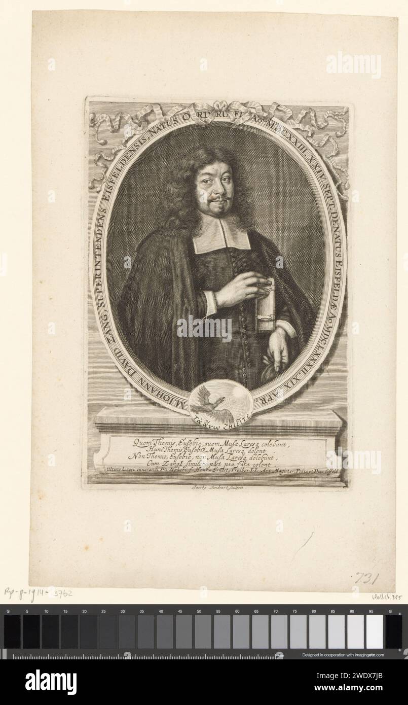 Portrait van Johann David Zang, Jakob von Sandrart, 1683 print paper ...