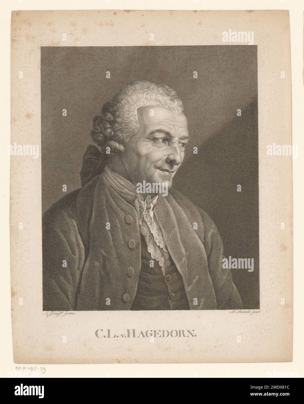 Portrait van Christian Ludwig von Hagedorn, Moritz Steinla, after Anton ...