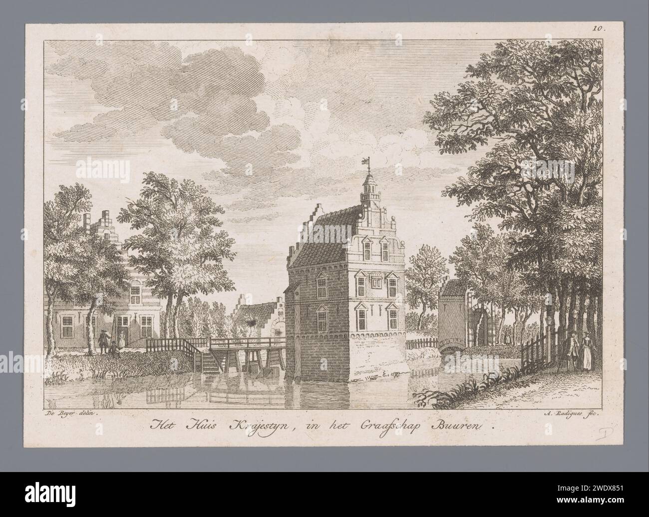 View of the Crayestein house in Tricht, Antoine Radigues, After Jan de ...