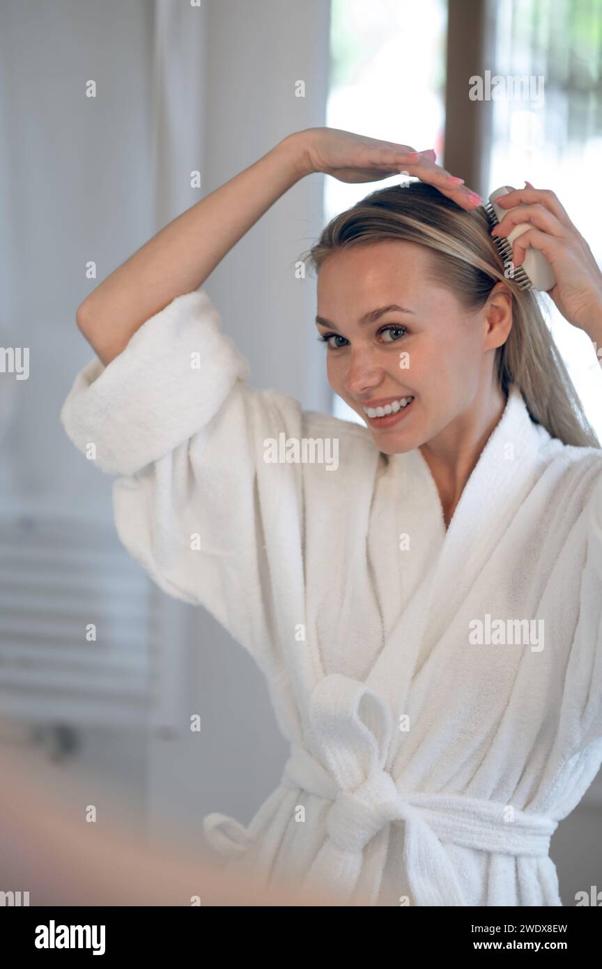 Contented feminine hair wellness smiling hi-res stock photography and ...