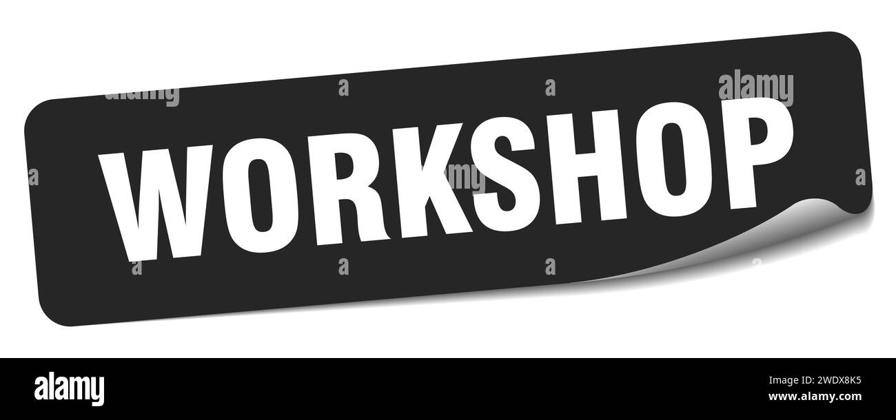 workshop sticker. workshop rectangular label isolated on white ...