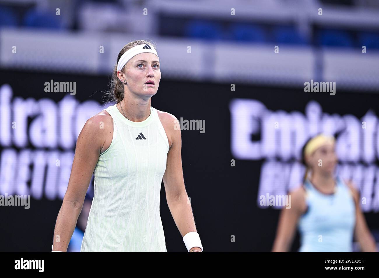 Kristina Mladenovic in a women's double match during the Australian ...