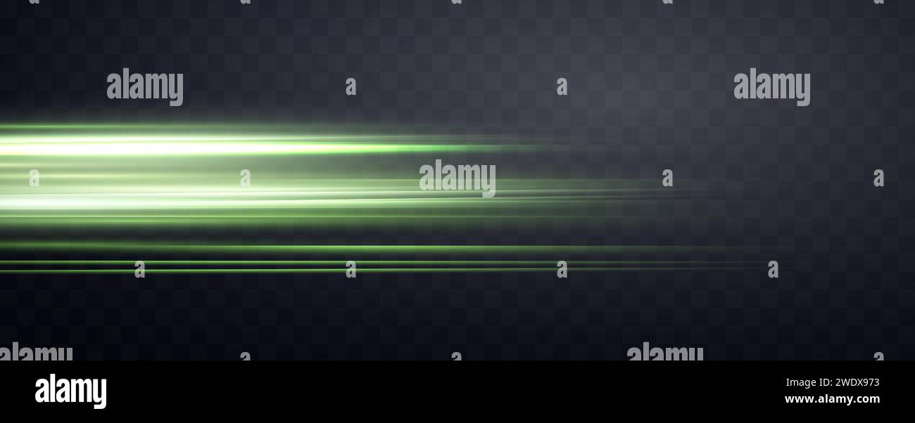 Speed rays, velocity light neon flow, zoom in motion effect, green glow ...