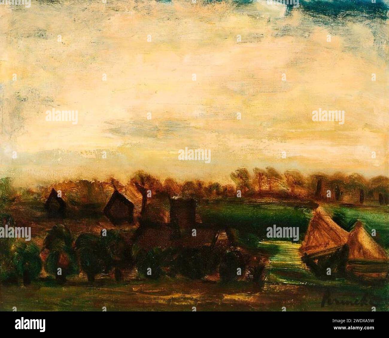 Constant Permeke - Landscape with Haystacks Stock Photo - Alamy