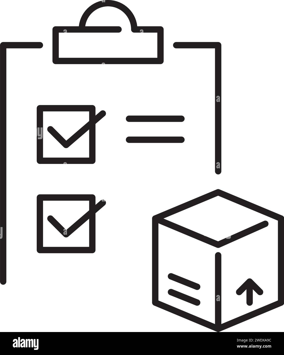 Proof of delivery document. Clipboard and parcel. Pixel perfect icon ...