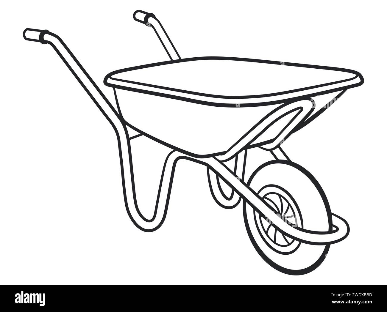 Illustration of wheelbarrow black and white drawing Stock Vector Image ...