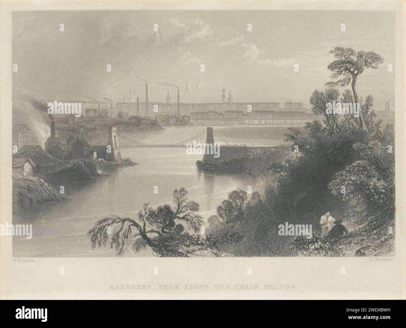 Aberdeen from Above the Chain Bridge - Samuel Bradshaw Stock Photo - Alamy