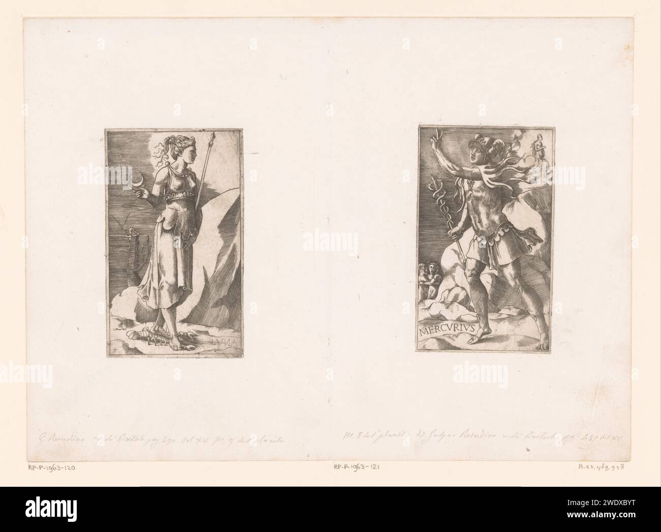 Diana as a moon goddess, standing on a lobster, Georges Revdy, 1536 ...