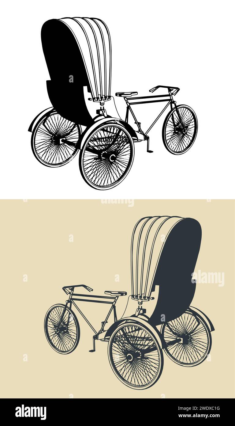Stylized vector illustration of three wheeled man-powered vehicle Stock ...