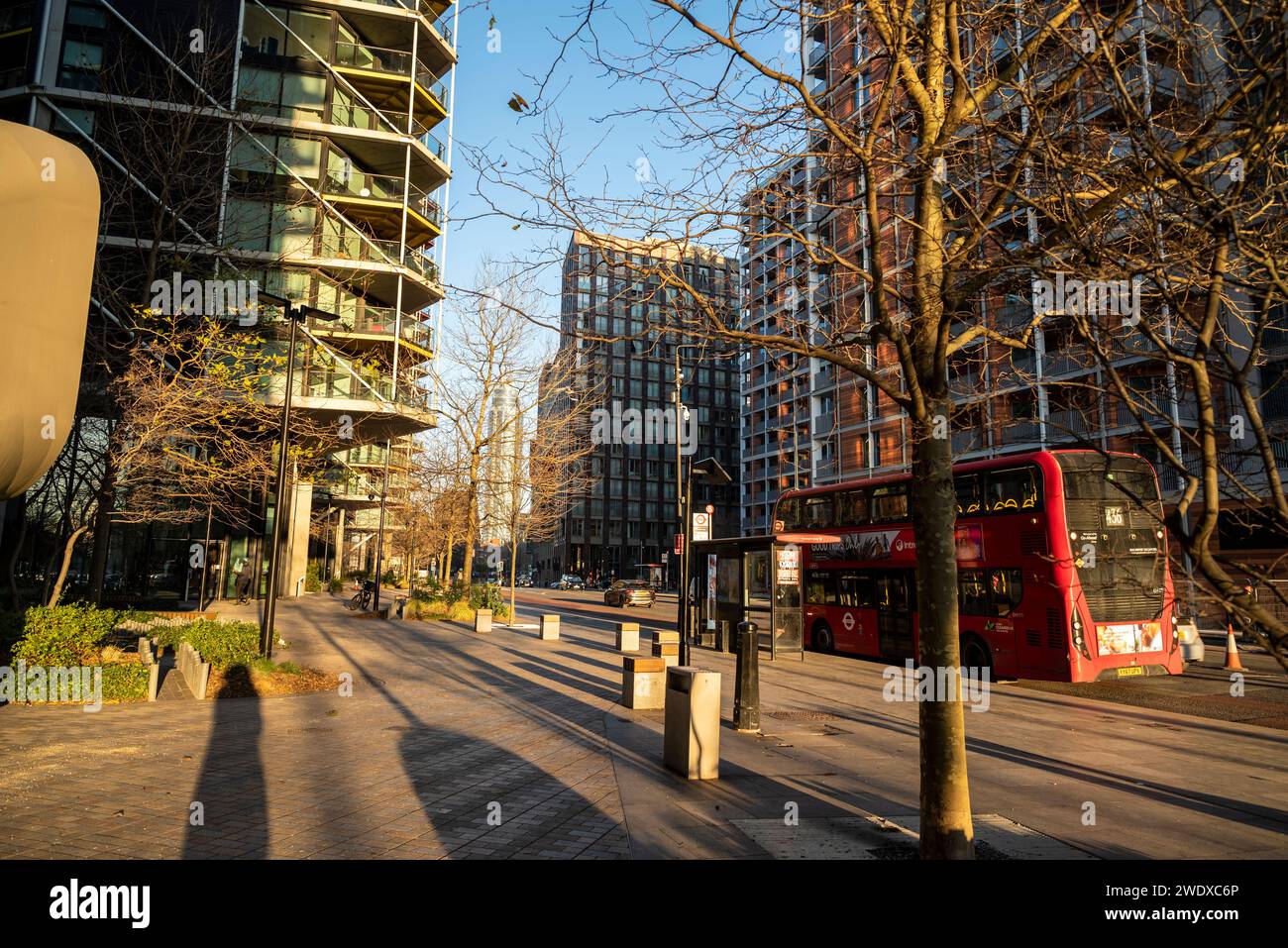 Modern residential housing blocks along Nine Elms Lane, Nine Elms ...