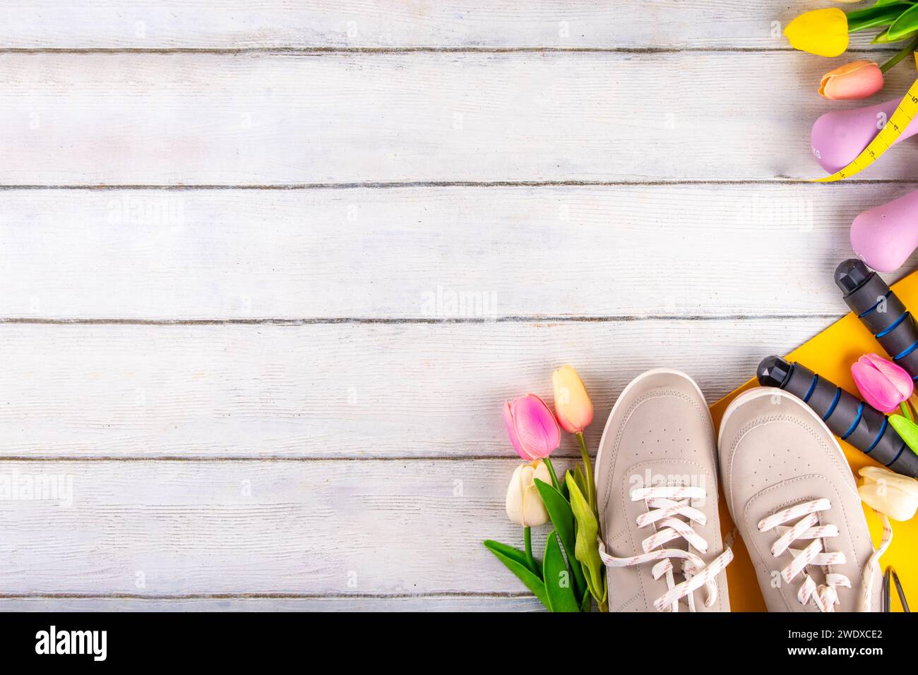 Spring sport fitness background. Outdoors springtime workouts concept ...