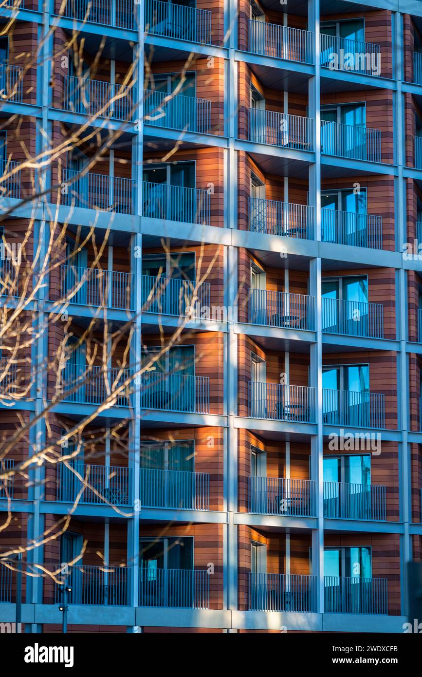 Modern residential housing block along Nine Elms Lane, Nine Elms ...