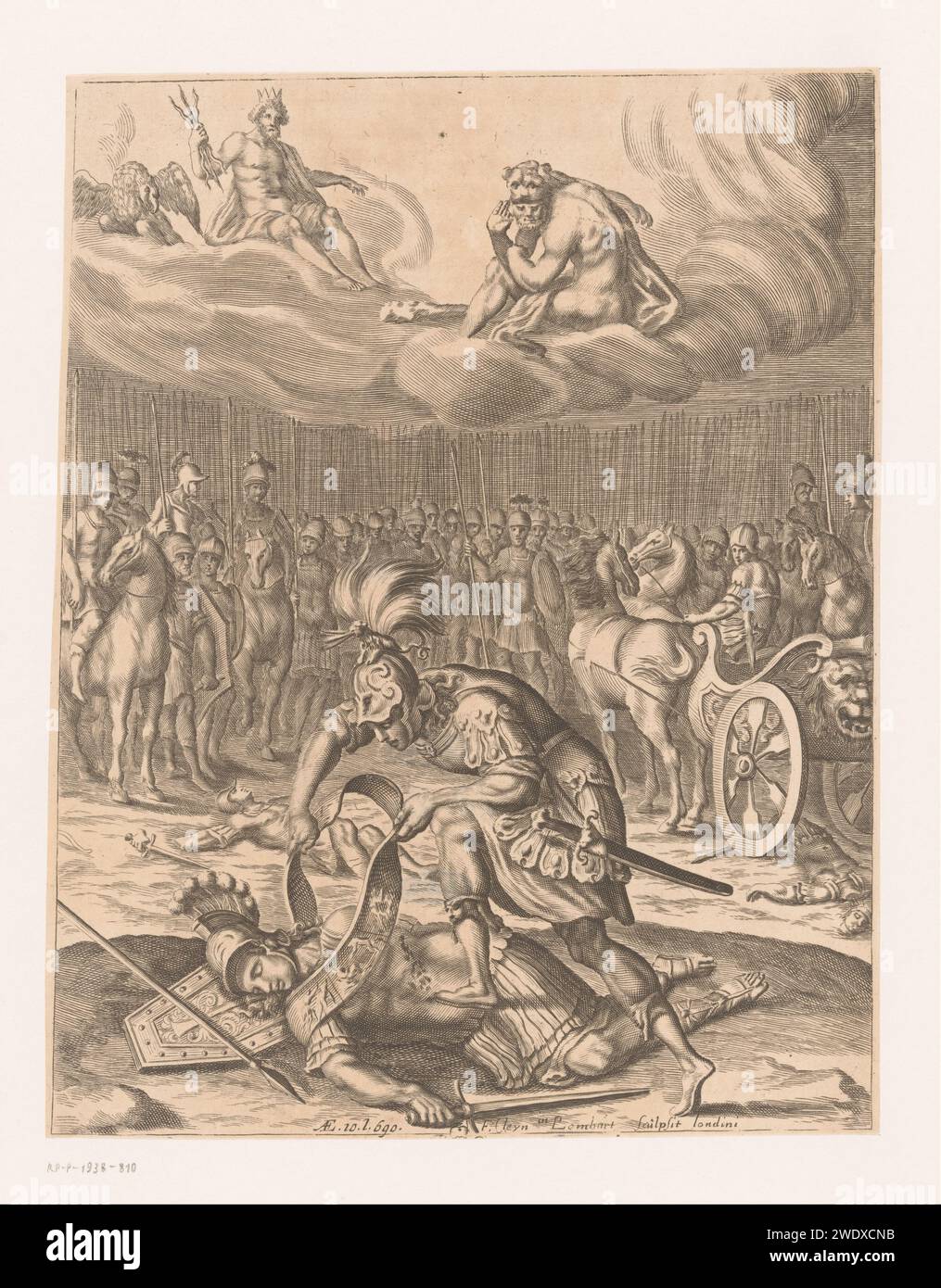 Battlefield with Jupiter and Hercules in the clouds, Pierre Lombard ...