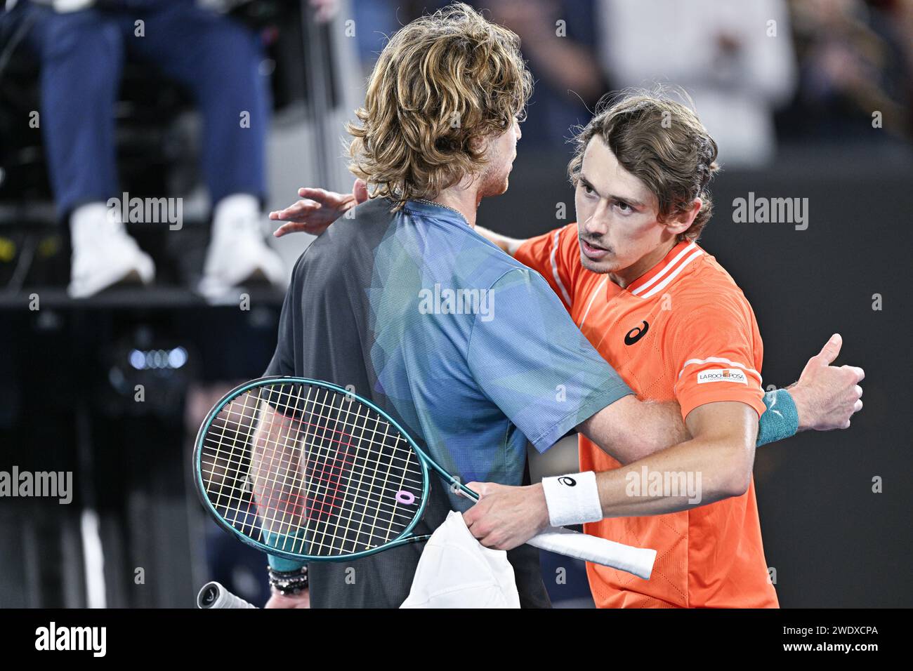 Andrey Rublev and Alex de Minaur during the Australian Open AO 2024 ...