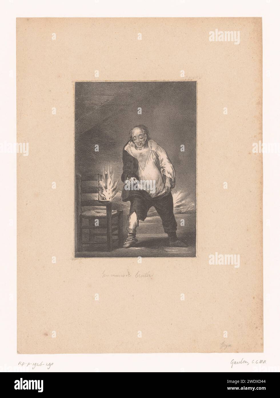 Man dresses in a burning house, Cyprien Charles Marie Nicolas Gaulon ...