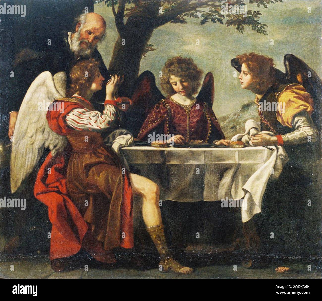 Abraham and Three Angels (Jacopo Vignali Stock Photo - Alamy