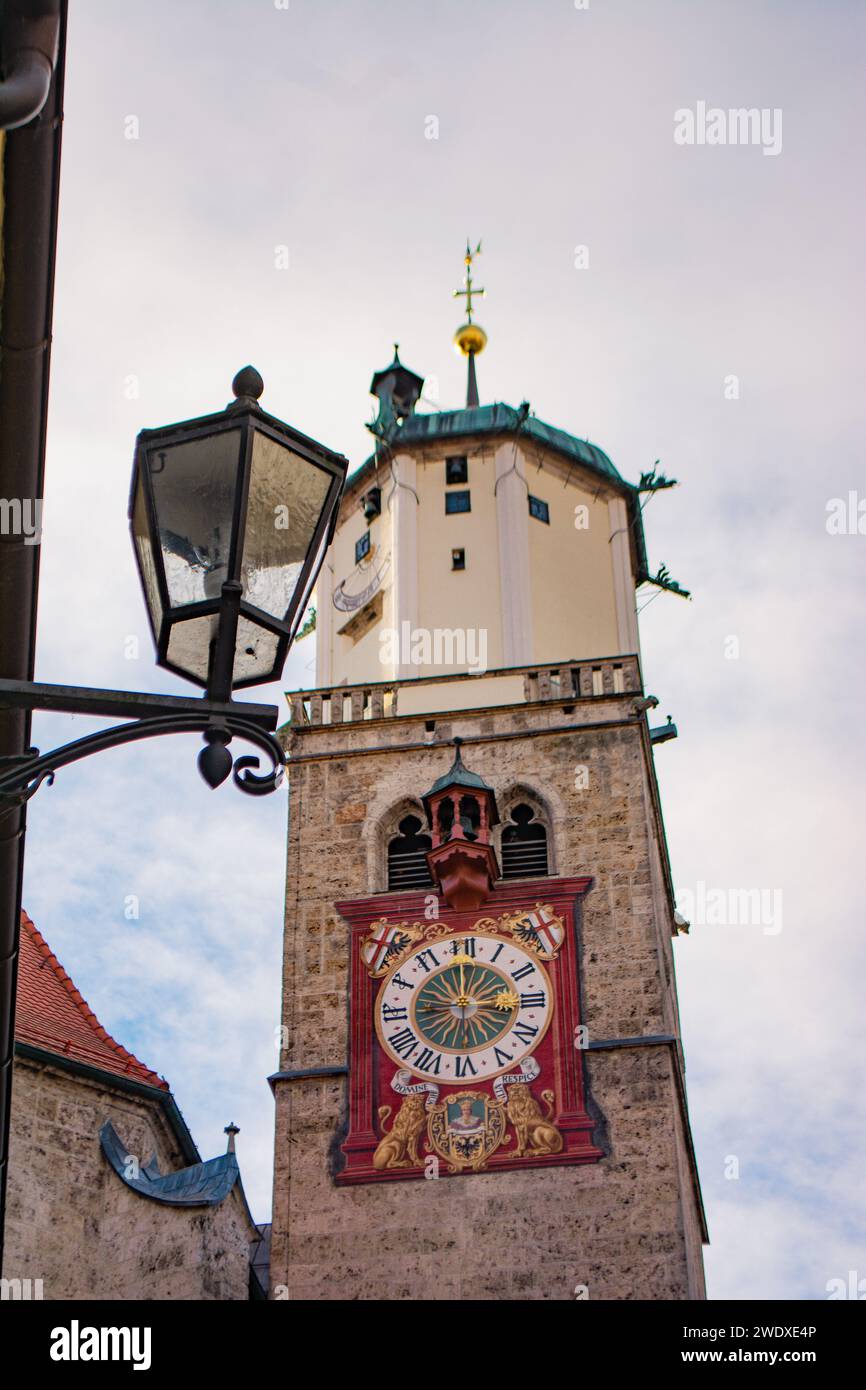 Stone clock tower in Memmingen, Bavaria, Germany Stock Photo - Alamy