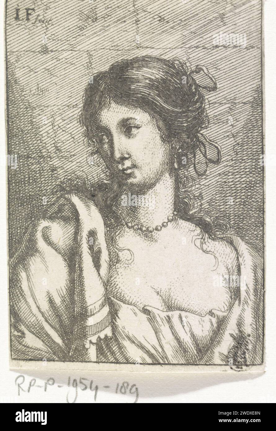 Bust of a young woman, monogram miss IF (engraver), 1650 - 1700 print ...