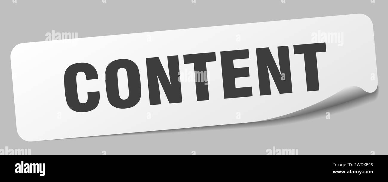 content sticker. content rectangular label isolated on white background ...