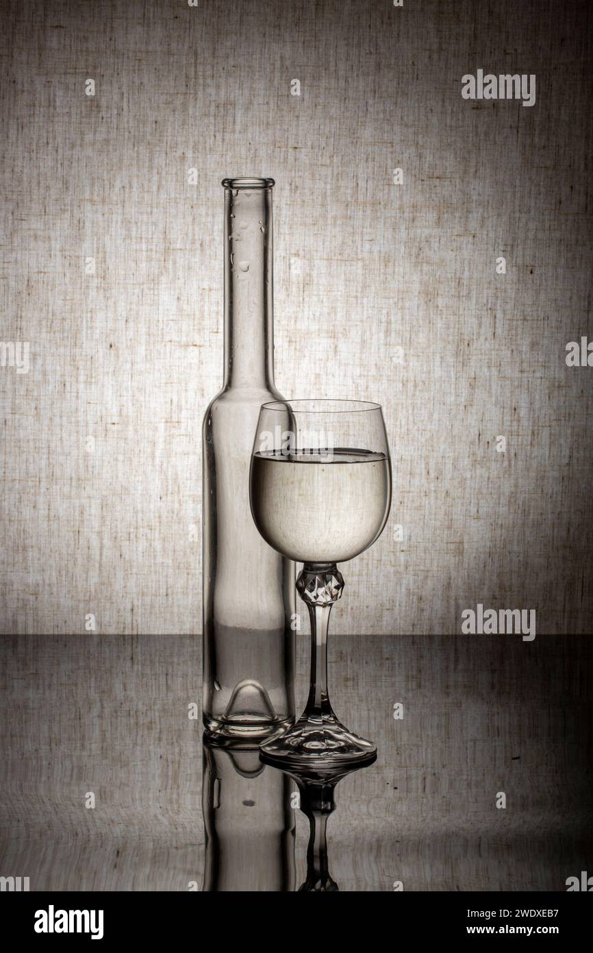 Still life with glass objects with reflection Stock Photo - Alamy