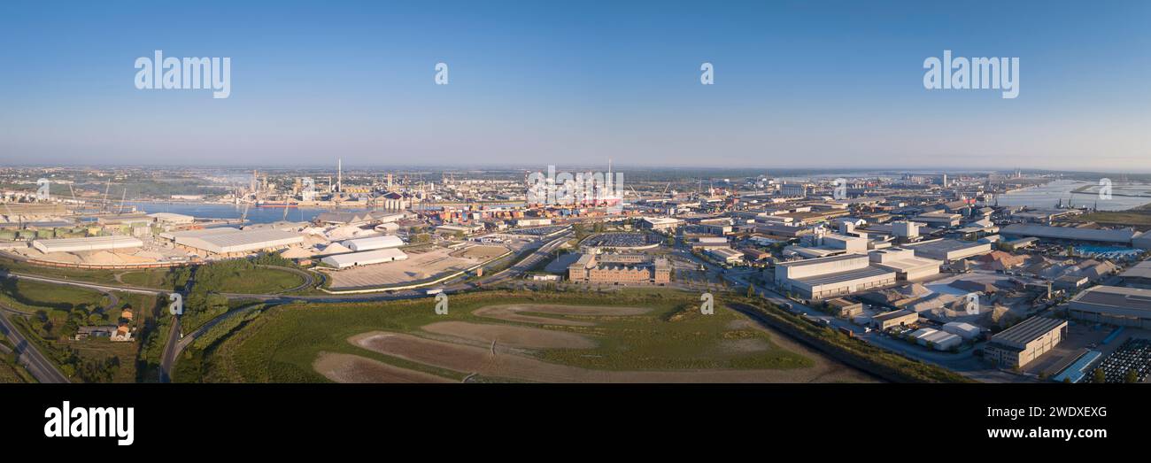 Panorama of industrial and port area of Ravenna,production district is ...