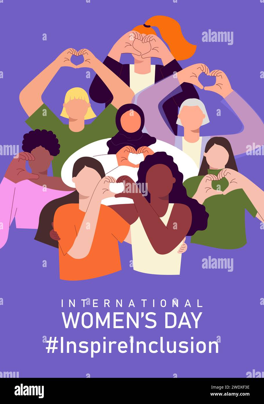 Inspire inclusion banner International Women's day vector illustration ...