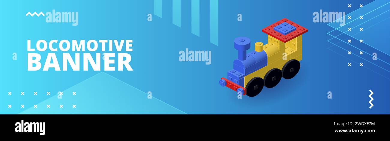 Banner with locomotive for print and design. Vector illustration Stock ...