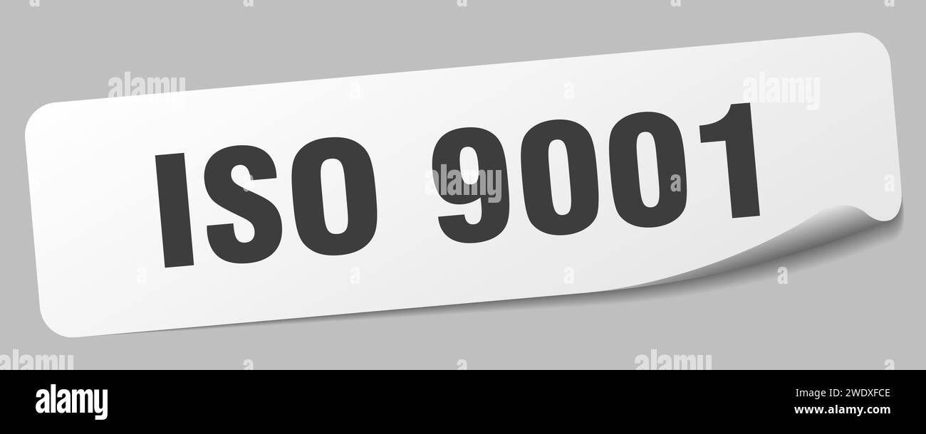 iso 9001 sticker. iso 9001 rectangular label isolated on white ...