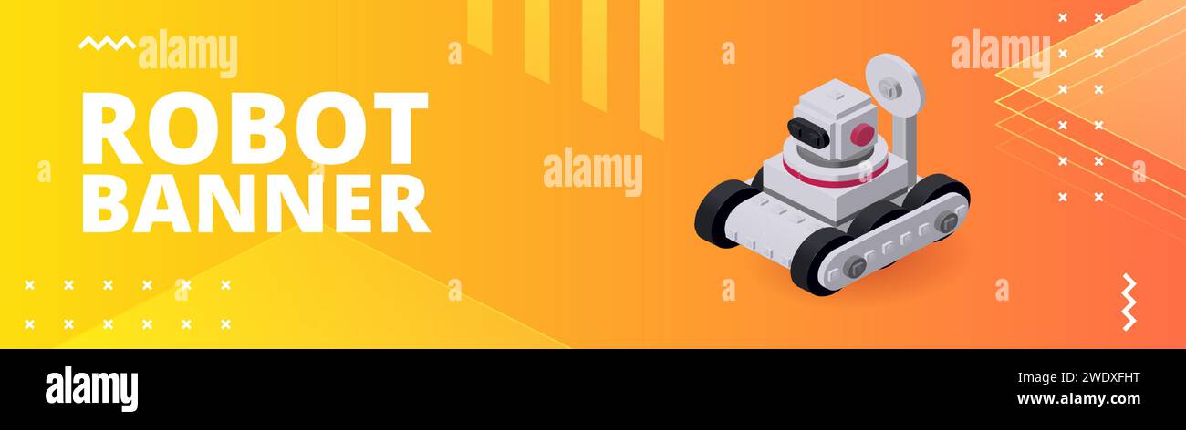 Banner with rover robot for print and design. Vector illustration Stock ...