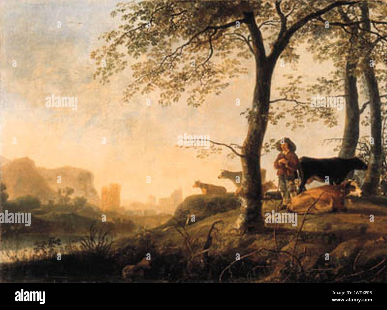 Abraham van Calraet - Herder and Cattle under Trees 1999 CKS 06179 0217 ...