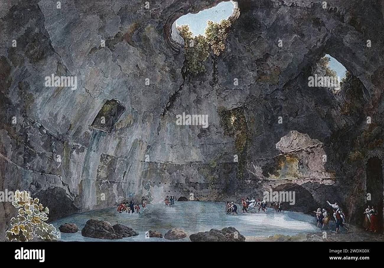 Abraham-Louis-Rodolphe Ducros - Baia, interno Tempio di Mercurio Stock ...