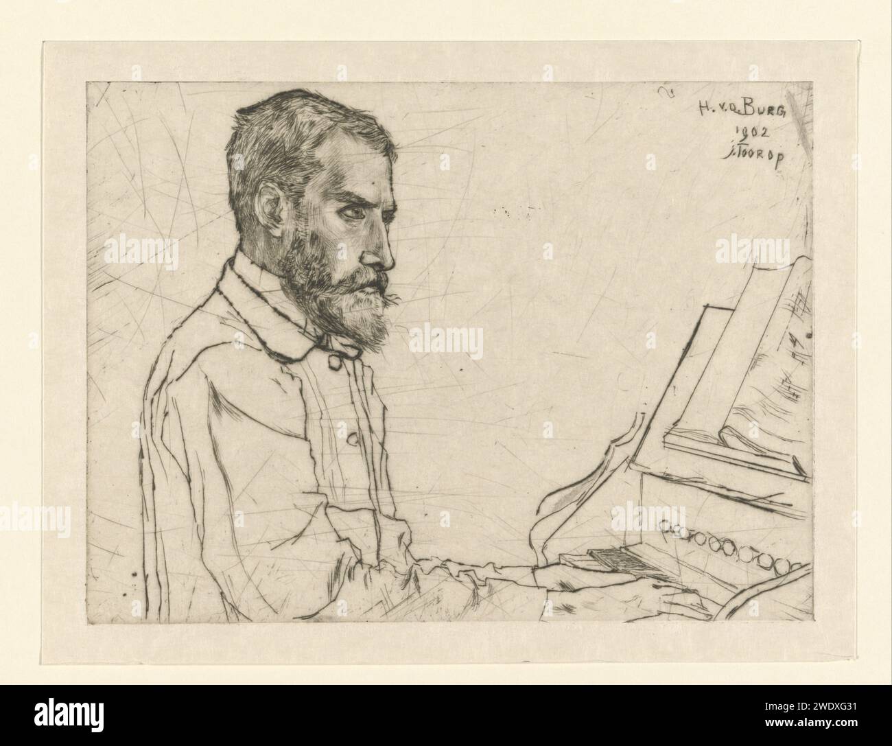 Portrait of Henri van den Burg, Jan Toorop, 1902 print paper drypoint ...
