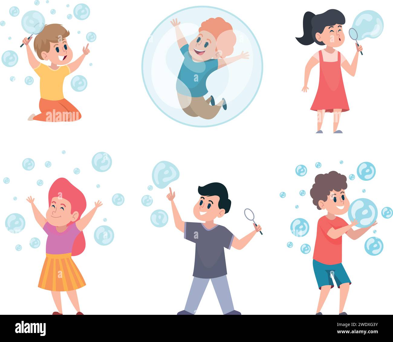 Illustration kids playing bubbles Stock Vector Images - Alamy
