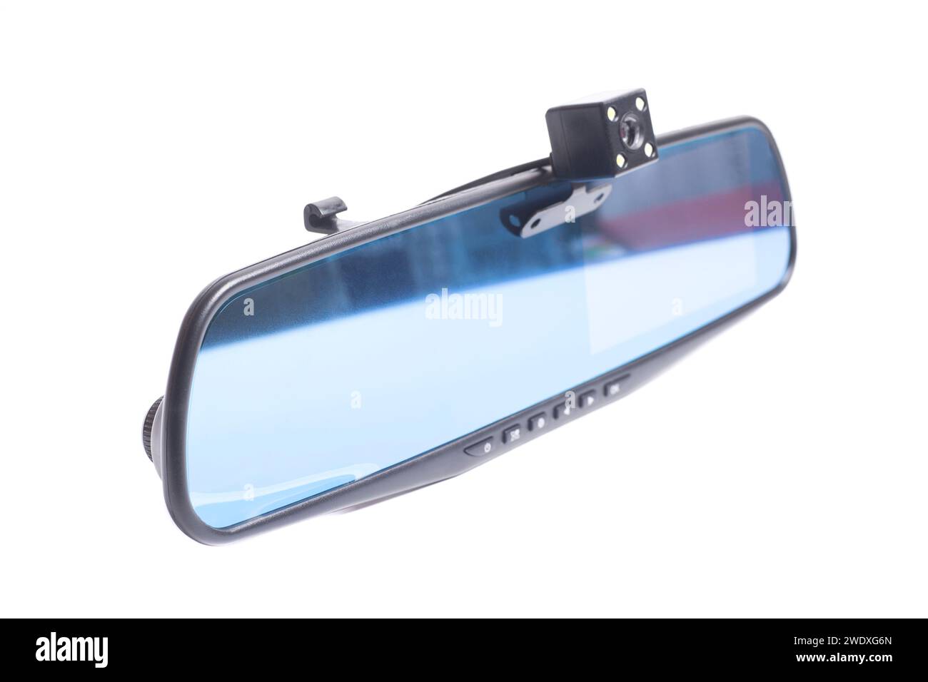 car rear view mirror with DVR isolated on white background Stock Photo ...