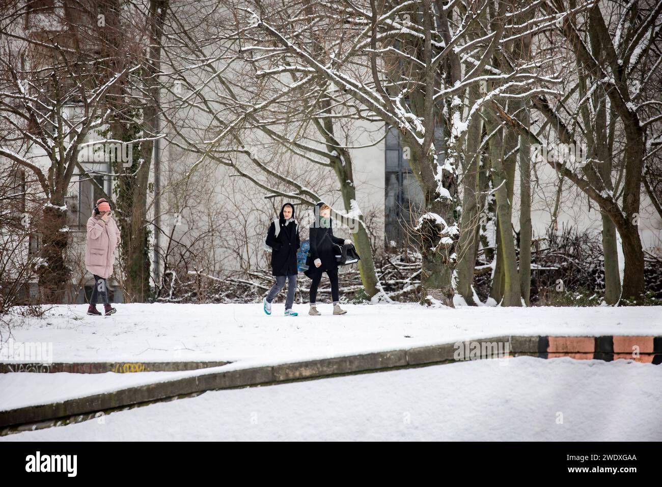 nach einem Schneefall in Berlin am 16. Januar 2024. Schnee in Berlin ...