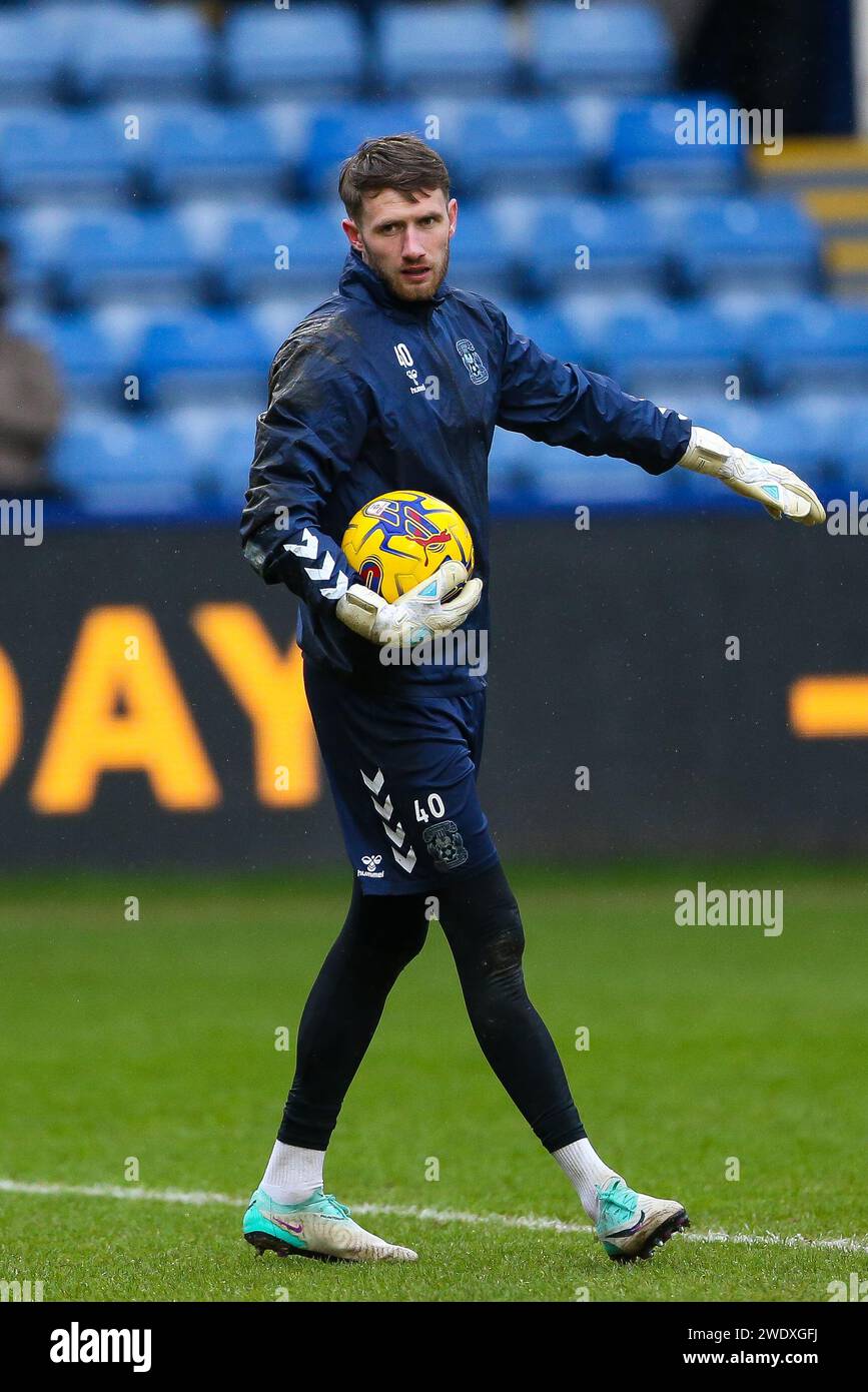 Coventry City goalkeeper Bradley Collins warms up ahead of the Sky Bet ...