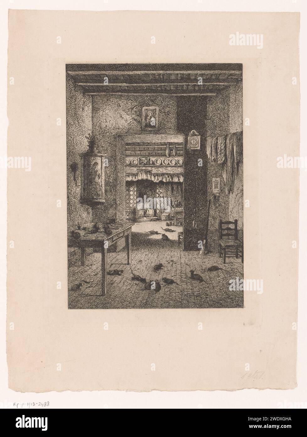 Mice in an interior, Emile Puttaert (attributed to), 1874 print paper ...