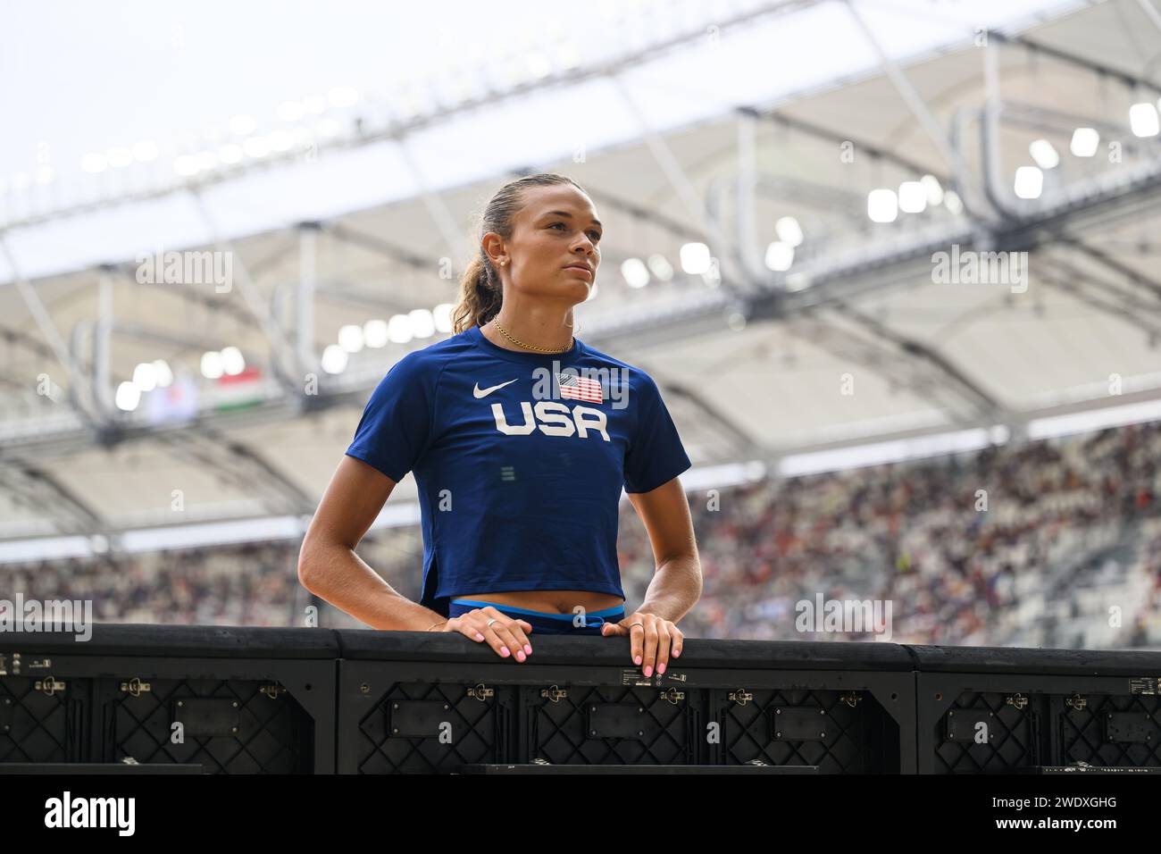 Anna HALL participating in the heptathlon at the World Athletics ...