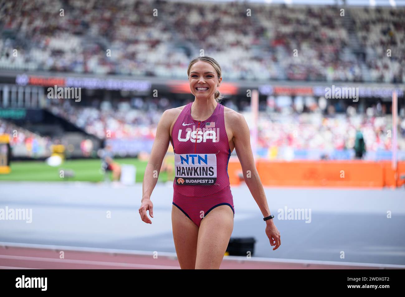Chari HAWKINS participating in the heptathlon at the World Athletics ...