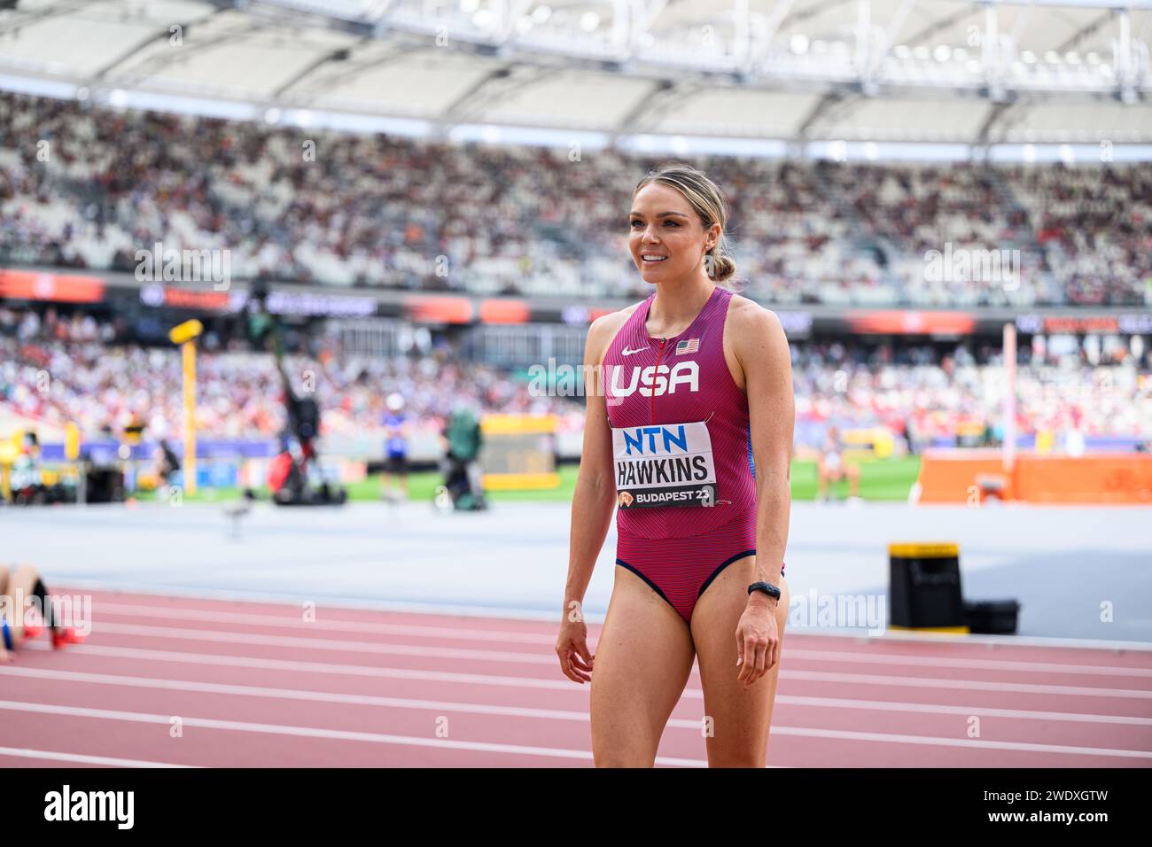 Chari HAWKINS participating in the heptathlon at the World Athletics ...