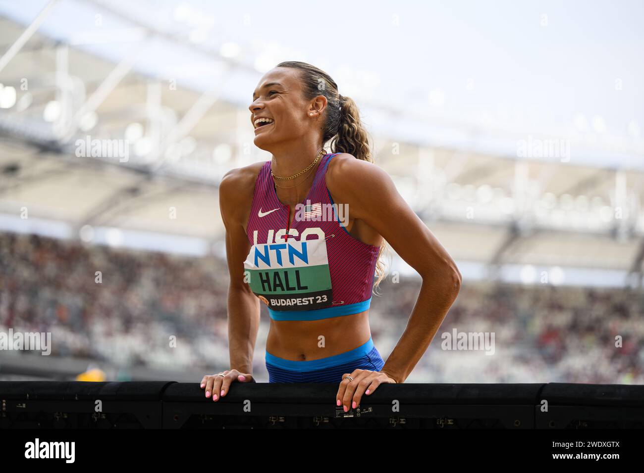 Anna HALL participating in the heptathlon at the World Athletics ...