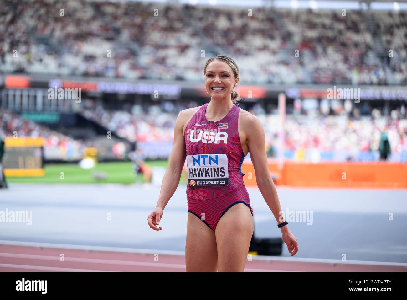 Chari HAWKINS participating in the heptathlon at the World Athletics ...