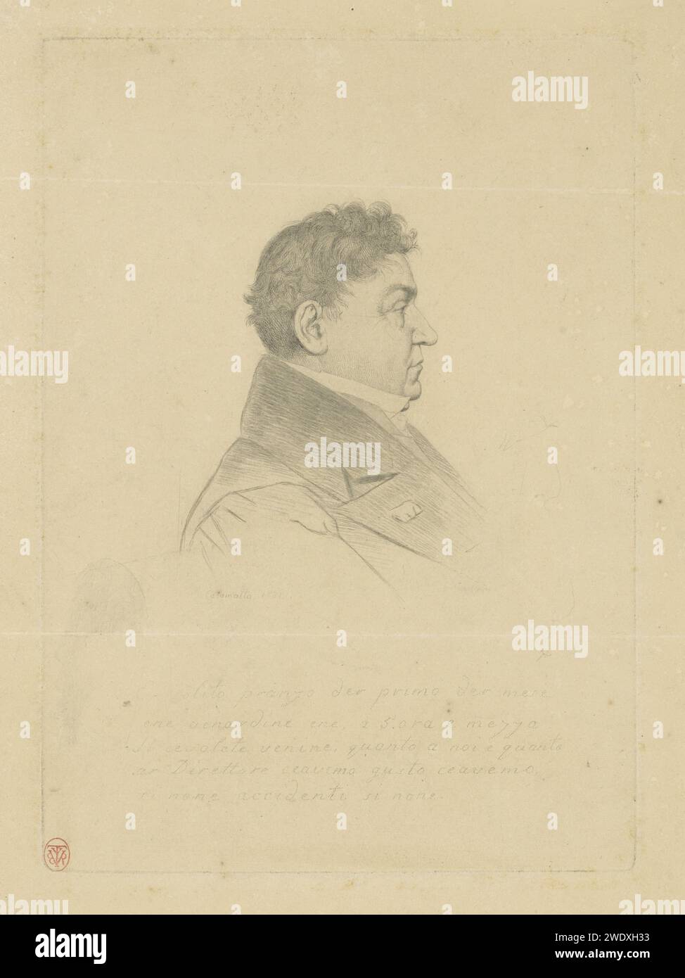 Portret Van Een Man, Luigi Calamatta, 1831 print Italy paper etching ...