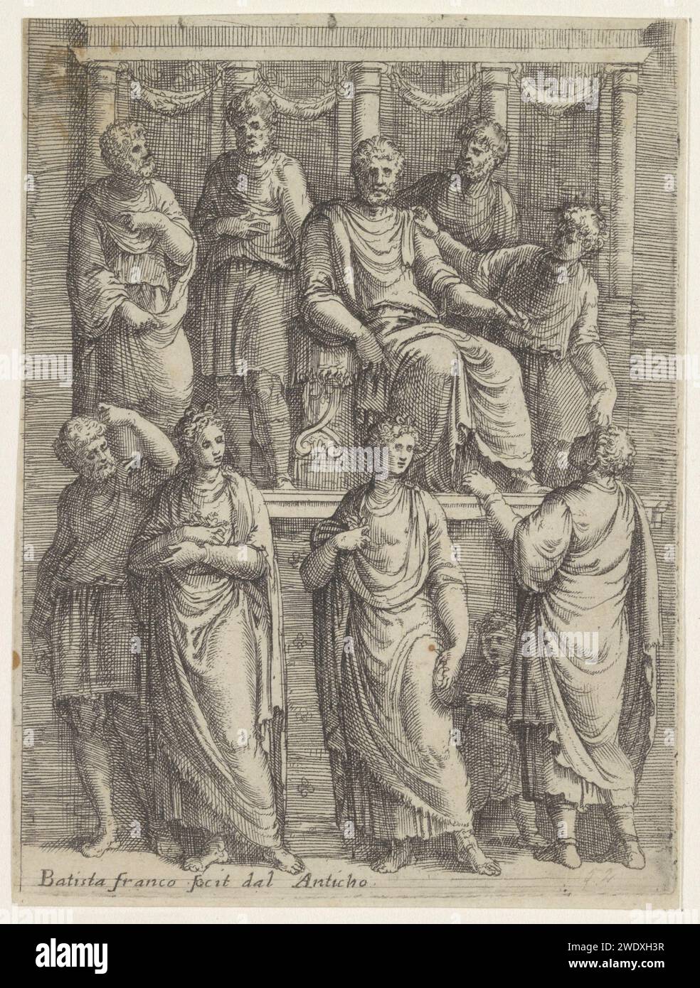Judge who points out a judgment, Battista Franco, 1520 - 1561 print A ...