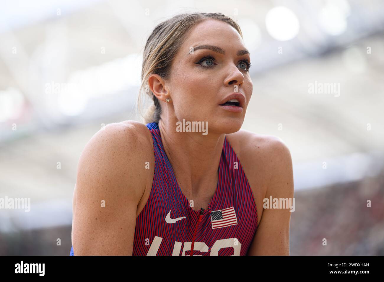 Chari HAWKINS participating in the heptathlon at the World Athletics ...