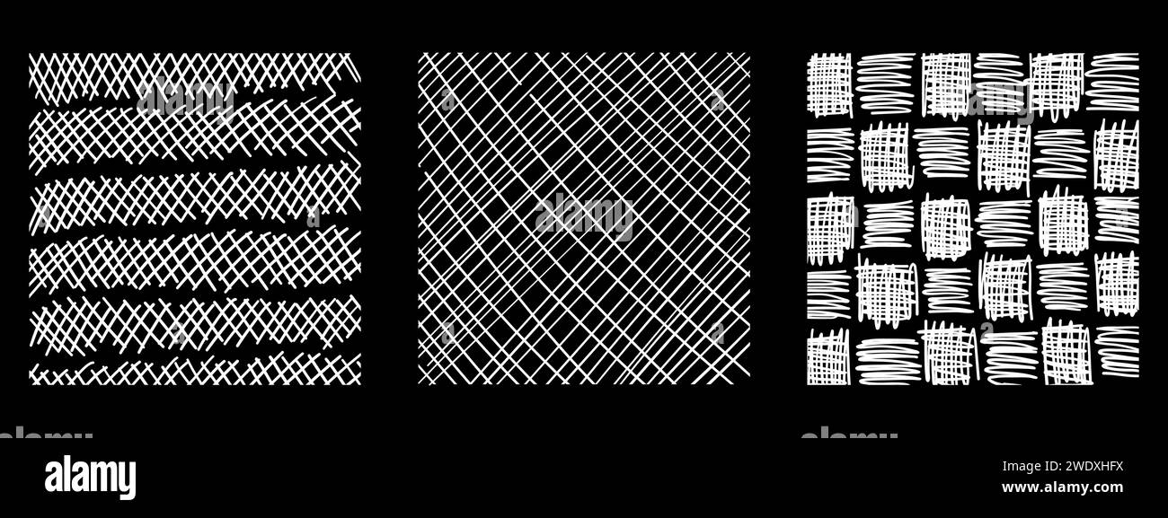 Patterns with hand drawn linear hatching and crosshatching textures ...