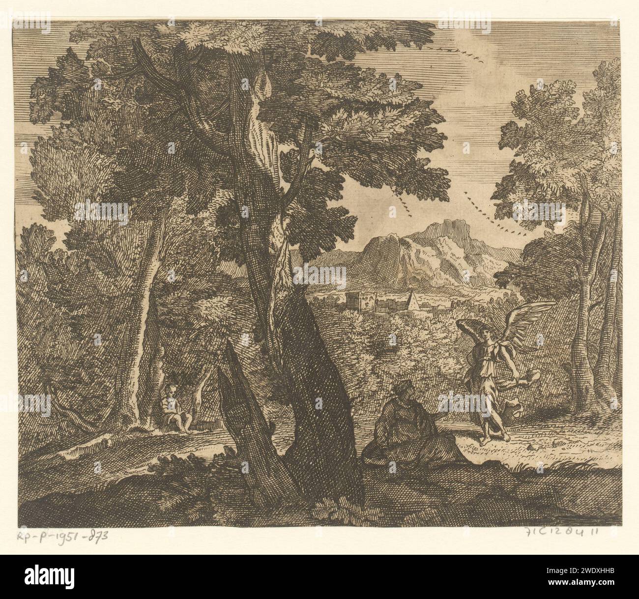 Engel points Hagar the water source, Anonymous, c. 1650 - c. 1700 print ...