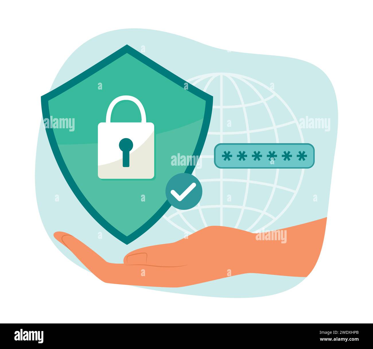 Human Hand with Digital Security Protection Shield Symbol for Cyber ...