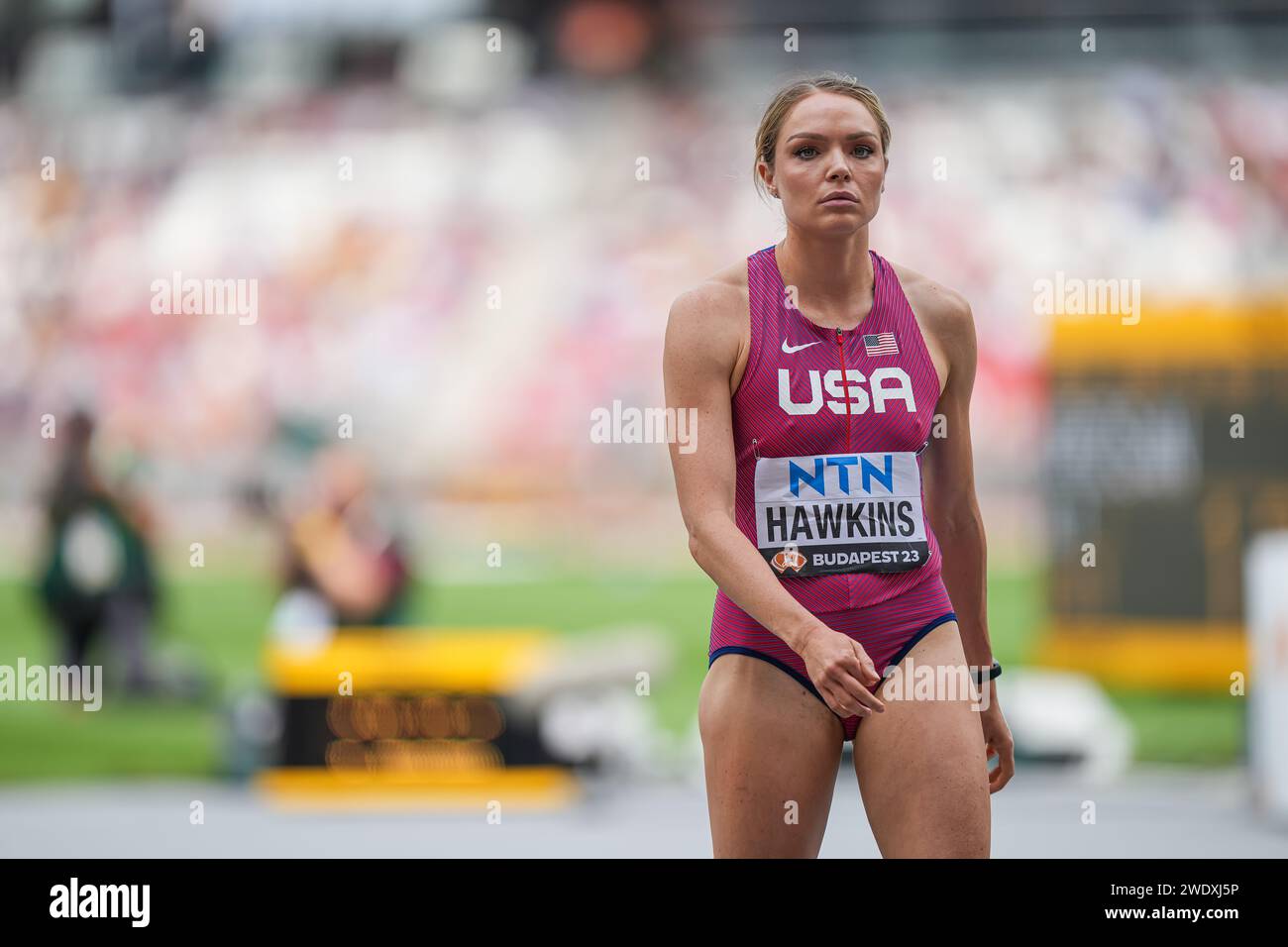 Chari HAWKINS participating in the heptathlon at the World Athletics ...
