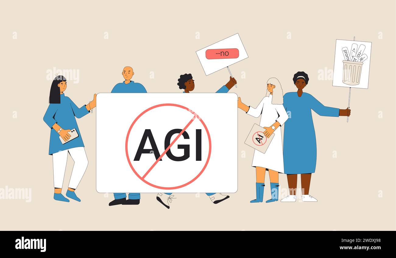 Anti artificial general intelligence for design. Young artist protests ...